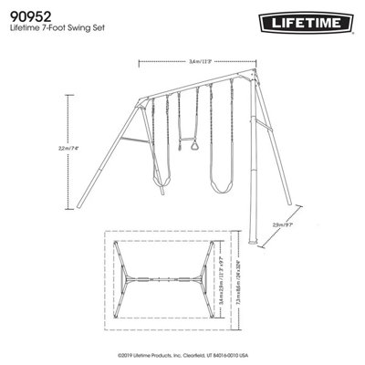 Lifetime 7ft Swing Set for Kids Ages 3-12, Free-Standing Outdoor ...