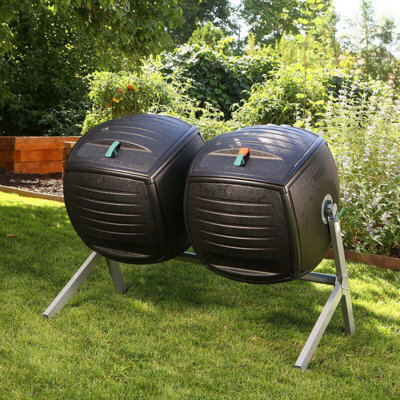 Lifetime Dual Composter 2 x 189L (50 Gallon) Tumblers, Heavy Duty UV ...