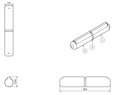 Lift Off Bullet Hinge Weld On Brass Bush 10x60mm Heavy Duty Door Hatch 2PK