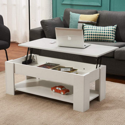 Lift Up Top Coffee Tables with Hidden Storage and Shelf Modern ...