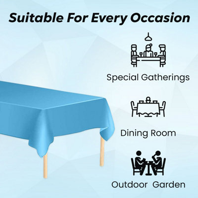 Light Blue Plastic Table Cover, Disposable Wipe Clean Waterproof ...