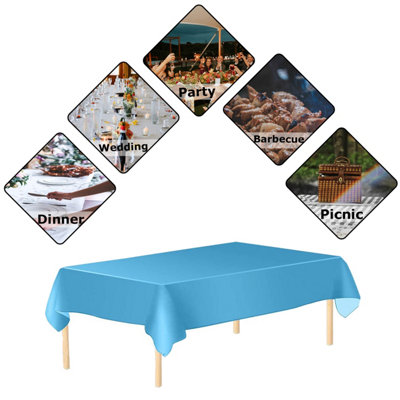 Light Blue Plastic Table Cover, Disposable Wipe Clean Waterproof ...