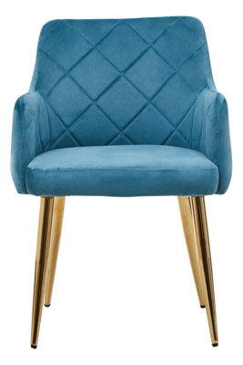 Light Blue Velvet Angular Dining Chair, Gold Finish Accent Chair ...
