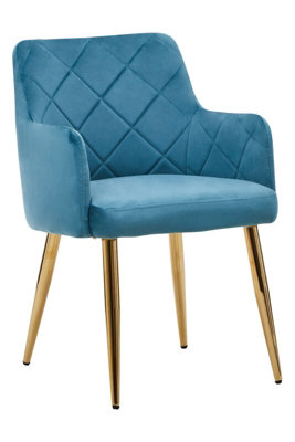 Light Blue Velvet Angular Dining Chair, Gold Finish Accent Chair ...