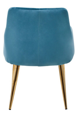 Light Blue Velvet Angular Dining Chair, Gold Finish Accent Chair ...