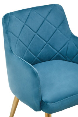 Light Blue Velvet Angular Dining Chair, Gold Finish Accent Chair ...