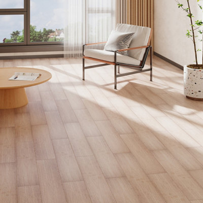 Light Brown Wood Pattern Finish Click HDF Flooring Planks 20pcs/pack