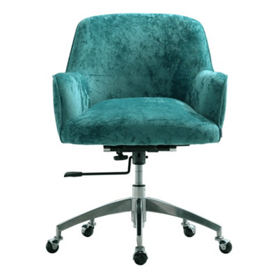 Light Cyan Ice Velvet Swivel Home Office Chair Desk Chair with Armrest