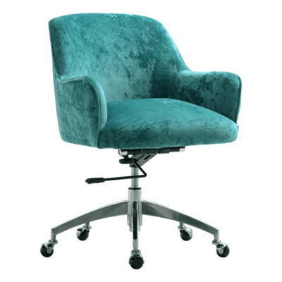LIGHT CYAN ICE VELVET SWIVEL HOME OFFICE CHAIR DESK CHAIR WITH ARMREST