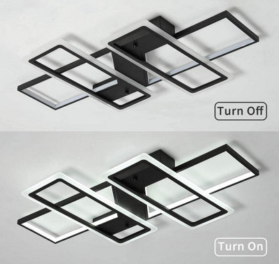 Light Fixture Ceiling Rectangle Simple Geometric White Black Ceiling ...