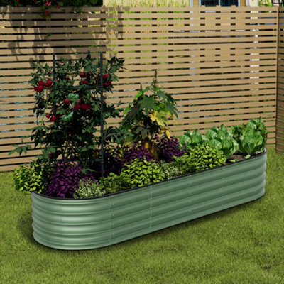 Light Green Galvanized steel Raised Garden Bed Kit Raised Planter Box ...