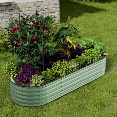 Light Green Galvanized steel Raised Garden Bed Kit Raised Planter Box ...
