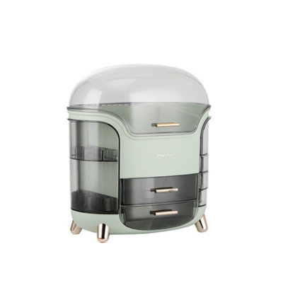 Light Green Large Dustproof Makeup Storage Box Organizer with Drawers ...