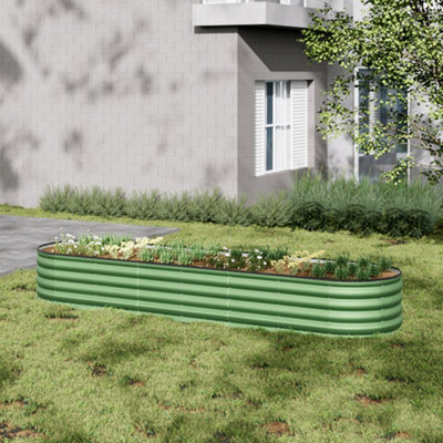 Light Green Oval Four-grid Metal Raised Bed Galvanized Raised Planter ...