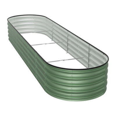 Light Green Oval Four-grid Metal Raised Bed Galvanized Raised Planter ...