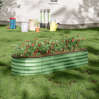 Light Green Oval Garden Three-grid Metal Raised Bed Galvanized Raised ...
