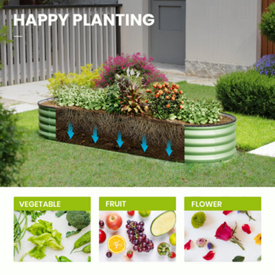 Light Green Oval Garden Three-grid Metal Raised Bed Galvanized Raised ...