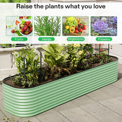 Light Green Oval Garden Three-grid Metal Raised Bed Galvanized Raised ...