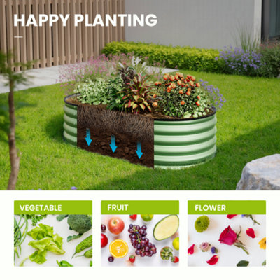 Light Green Oval Three-grid Metal Raised Bed Galvanized Raised Planter ...