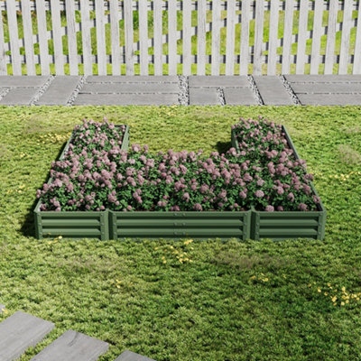 Light Green U-shaped Raised Garden Bed with 5 Compartments,243cm W x ...