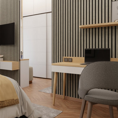 Light Grey acoustic slat wood wall panel
