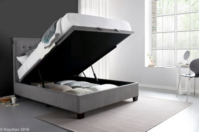 Light Grey Automatic Ottoman Storage 4FT6 Double Bed Frame Free Mattress
