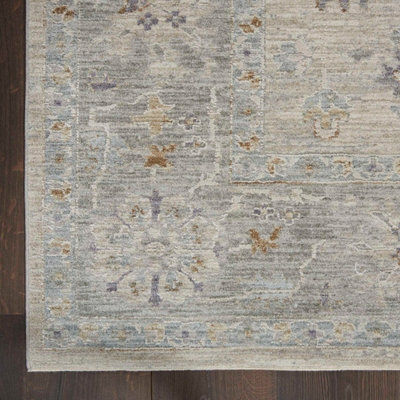 Light Grey Bordered Floral ,Traditional Persian Rug For Bedroom & Living Room-282cm X 384cm