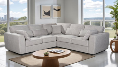 Light Grey Chenille Fabric 2C2 Corner Sofa ALFIE