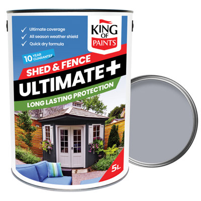 Light Grey Fence Paint King of Paints Goose Grey 5Litres | DIY at B&Q