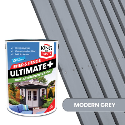 Light Grey Fence Paint King of Paints Goose Grey Ultimate+ 5 Litres