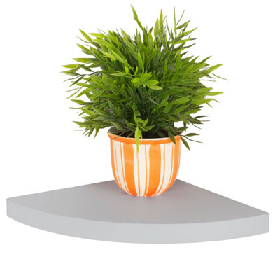 Light Grey Floating Corner Shelf Kit 30cm - Hudson Modern Wall Shelf ...