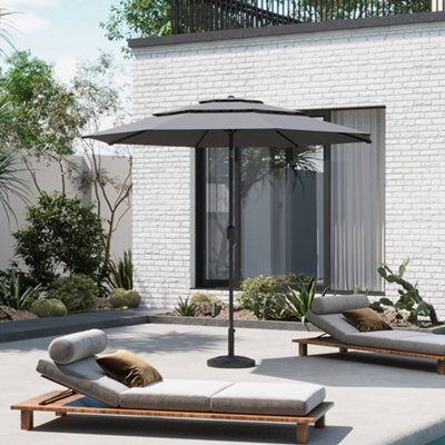 Light Grey Garden 3-Tier Umbrella Outdoor Patio Umbrellas Parasol for ...