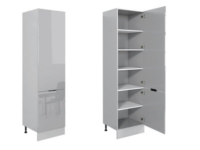 Light Grey Gloss 600 Kitchen Tall Larder Unit Cabinet 60cm Cupboard Pantry Luna