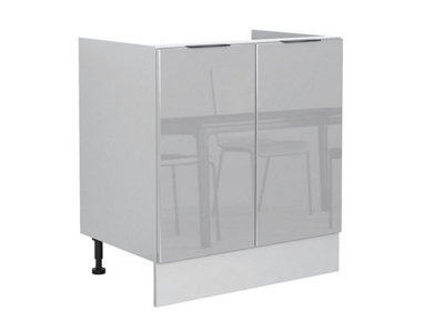 Light Grey Gloss 800 Kitchen Sink Base Unit 80cm Cabinet Cupboard ...