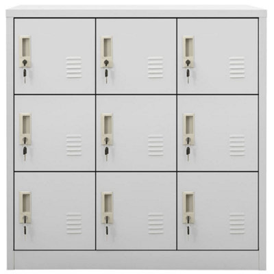 LIGHT GREY LOCKER CABINET 90X45X92.5 CM STEEL STORAGE ORGANISER