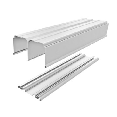 Light Grey & Mirror 6-Door Sliding Wardrobe Door Kit, White Frame ...
