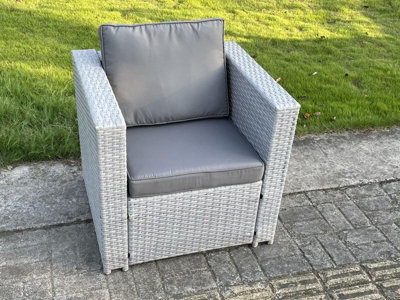 Light Grey Rattan Single Chair Patio Outdoor Garden Furniture With ...