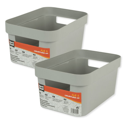 Light Grey Storage Box - 26cm (4.5L) x 2
