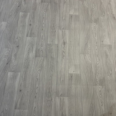 Light Grey Summer Oak Wood Effect Anti-Slip Contract Commercial Vinyl ...
