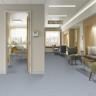 Light Grey Tile Effect Slip-Resistant Contract Commercial Heavy-Duty ...