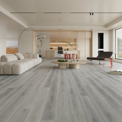 Light Grey Wood Effect Luxury Vinyl Tile, 2.5mm Matte Luxury Vinyl Tile ...