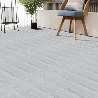 Light Grey Wood Grain Effect Vinyl Flooring Self Adhesive Floor Plank ...