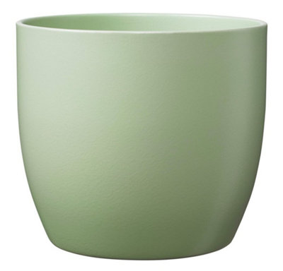 Light Lime Green Ceramic Indoor Plant Pot. No drainage holes H18 x W19 cm