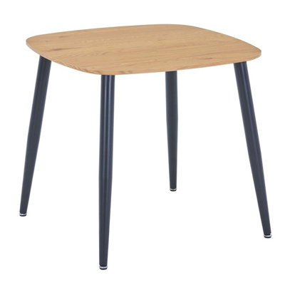 Light Oak Effect Square Dining Table 80cm - Modern 4 Seater Compact ...