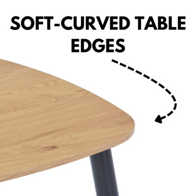 Light Oak Effect Square Dining Table 80cm - Modern 4 Seater Compact ...