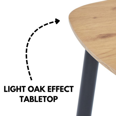 Light Oak Effect Square Dining Table 80cm - Modern 4 Seater Compact ...