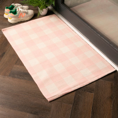 Light Pink Check Bottom Layer Mat | DIY at B&Q