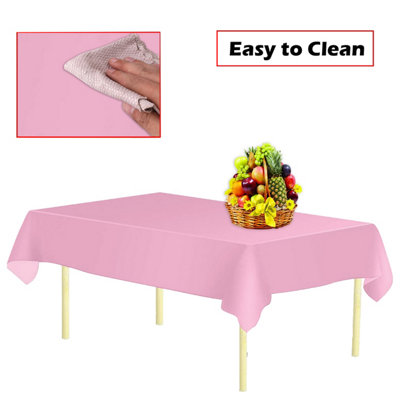 Light Pink Plastic Table Cover, Disposable Wipe Clean Waterproof ...