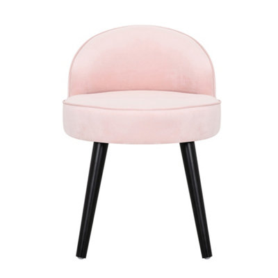 Light Pink Velvet Upholstered Dressing Table Stool with Black Rubberwood Legs W 490 x D 490