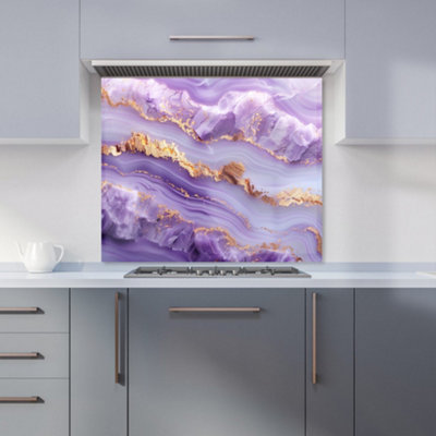 Light Purple Marble Effect Kitchen Splashback